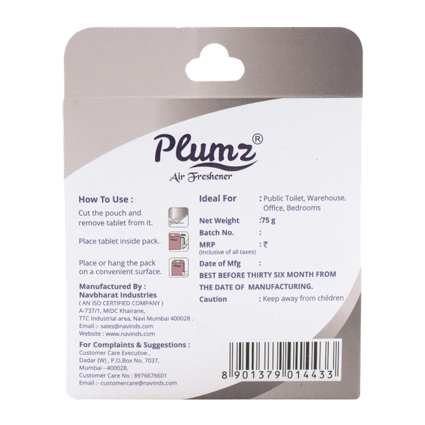 Plumz Bathroom Air Freshener Blocks Wild Lavender 75 g - Buy online at ₹55 near me