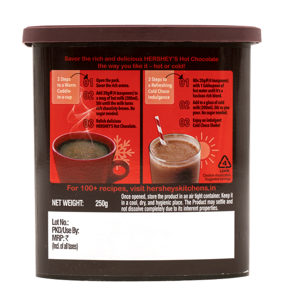 Hershey's Hot Chocolate Powder 250 g - Buy online at ₹197 near me