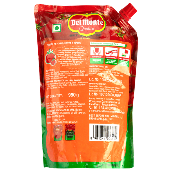 Del Monte Tomato Ketchup Sweet and Spicy Pouch 900 g - Buy online at ...