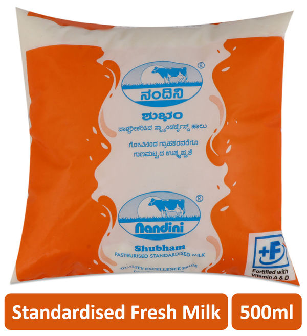 Nandini Standardised Fresh Milk (Pouch Orange) 500 ml - Buy online at ...