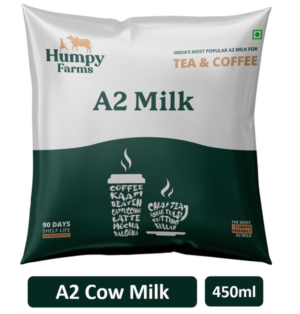 Humpy Farms A2 UHT Cow Milk (Pouch) 450 ml - Buy online at ₹55 near me
