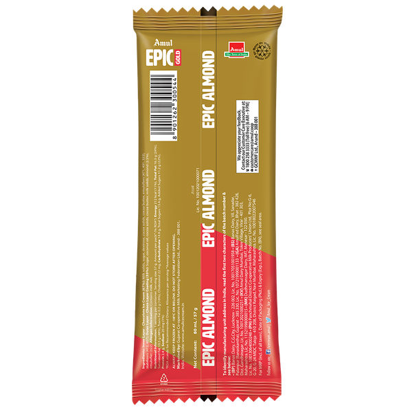 Amul Gold Epic Almond Ice Cream Stick - Buy online at ₹70 near me