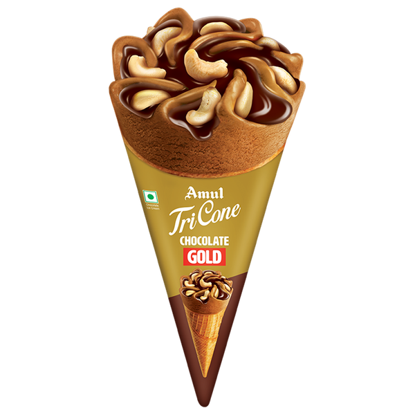 Amul Gold TriCone Chocolate Ice Cream Cone - Buy online at ₹45 near me