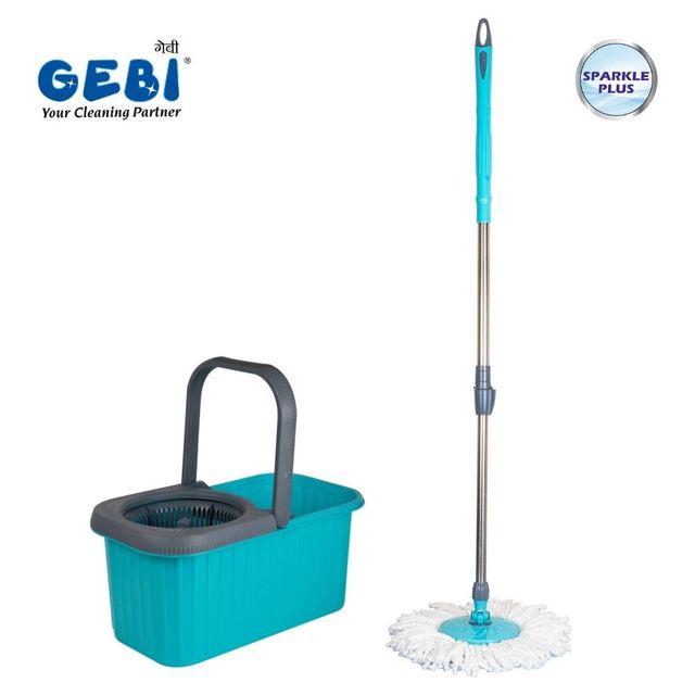 Gebi Sparkle Plus Aqua Bucket Spin Mop With 1 Microfiber Refill ...