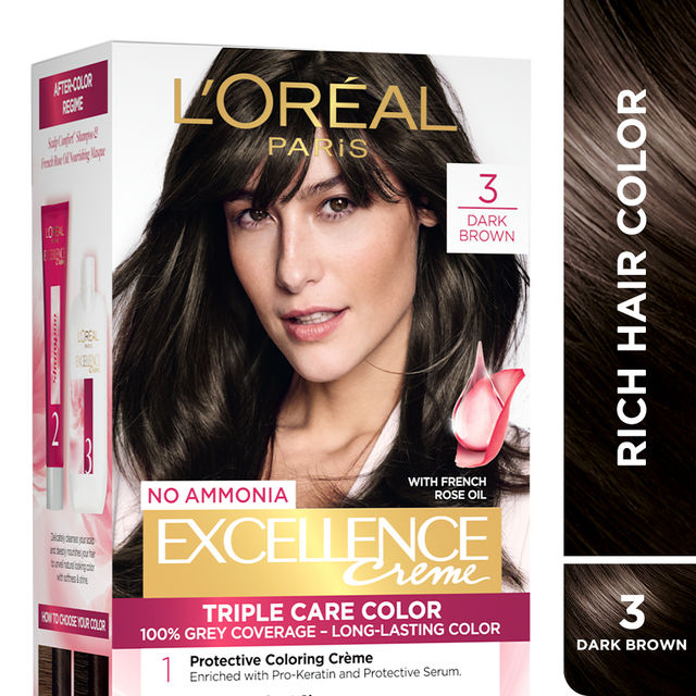 L'Oreal Excellence Creme Hair Color, 3 Dark Brown 172 g - Buy online at ...
