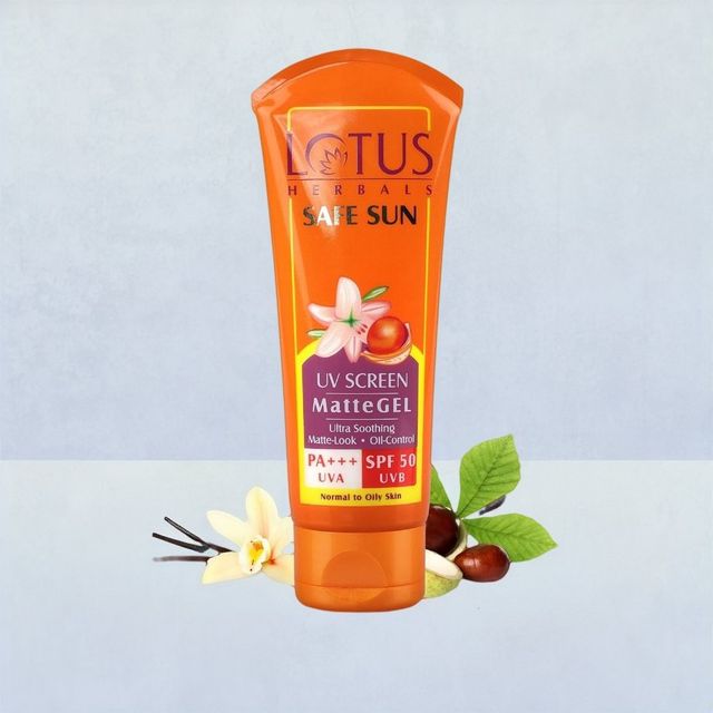 Buy Lotus Herbals Safe Sun Uv Screen Mattegel Ultra Soothing Sunscreen PA SPF 50 Matte Look Oil Control For Normal to Oily Skin at 295 Instant Online Delivery Zepto