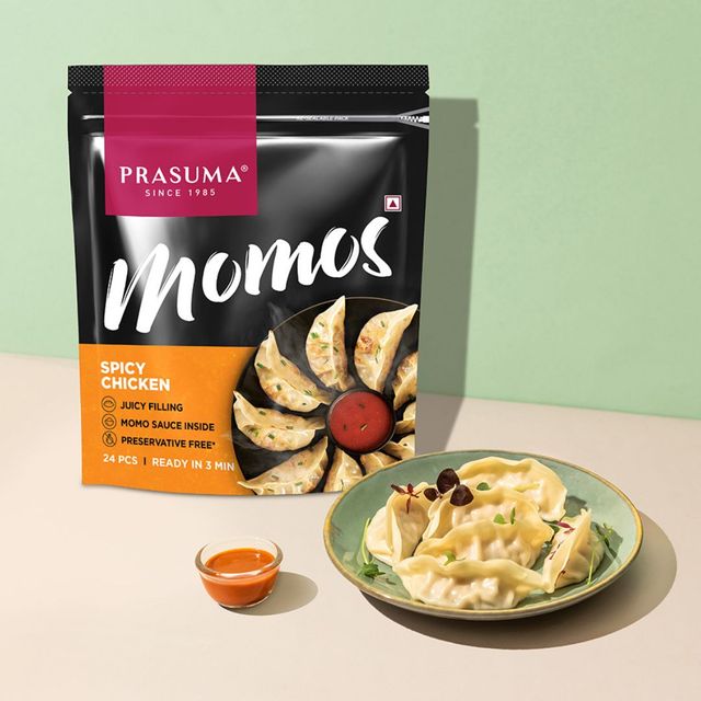 Prasuma Spicy Chicken Momos 24 piece - Buy online at ₹299 near me