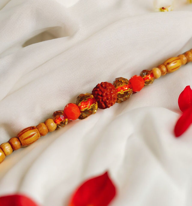 House Of Festivals Rudraksh and Wooden Rakhi - Natural Charm - Buy ...