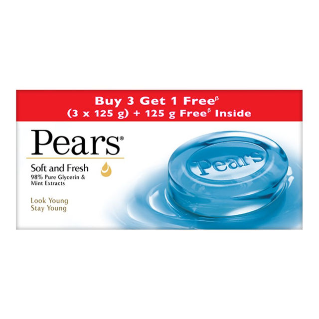 Pears Soft & Fresh Bathing Bar with 98% Pure Glycerine & Mint Extracts ...