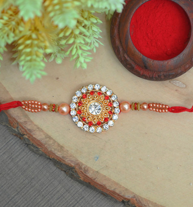 Aurum Round Diamond Rakhi With Pearls - Elegant and Luxurious - Buy ...